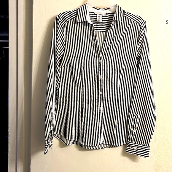 H&M | Tops | Stripped Button Down Shirt | Poshmark